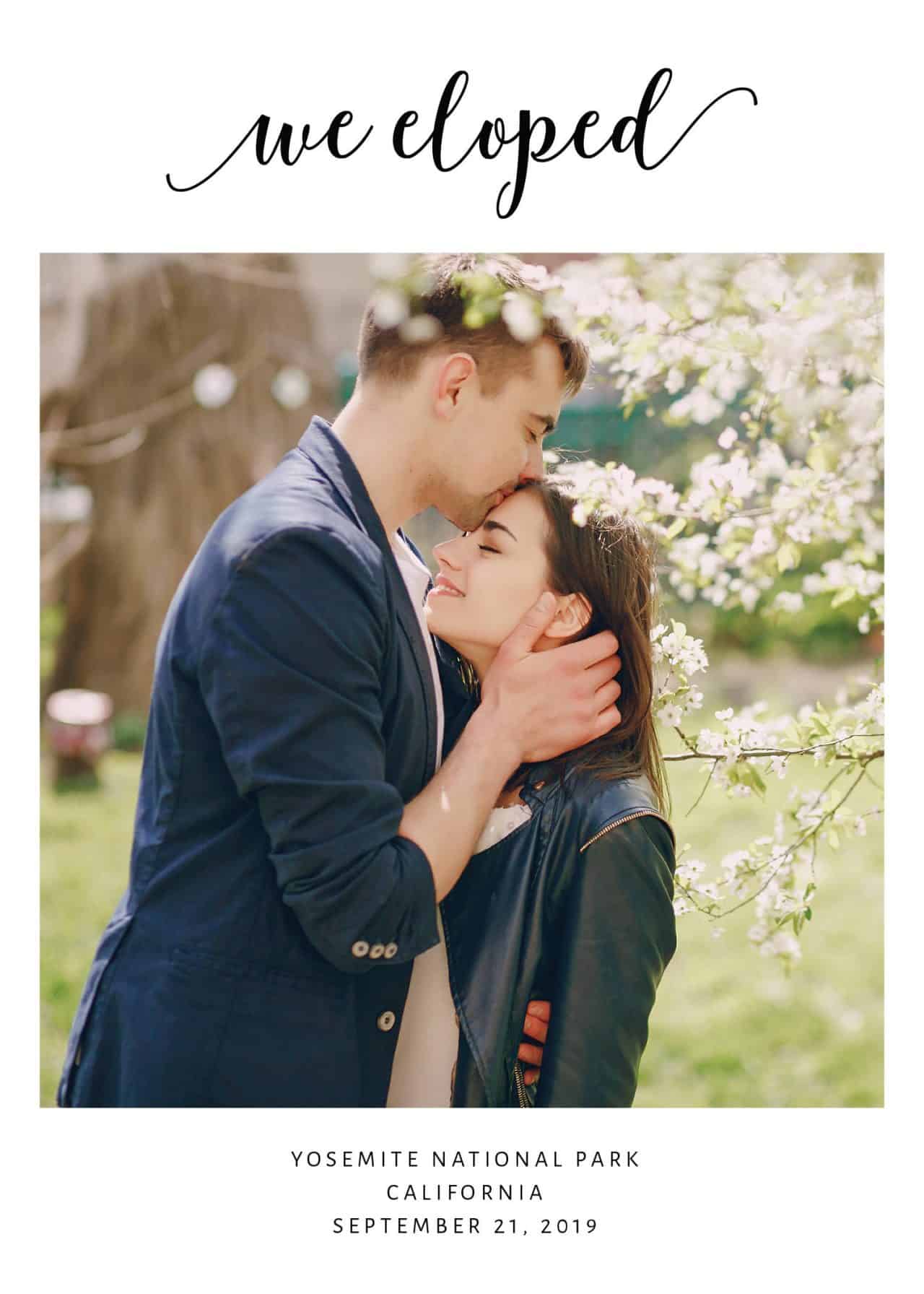 We Eloped, Flat Elopement Announcement Cards with Photos, Personalized ...